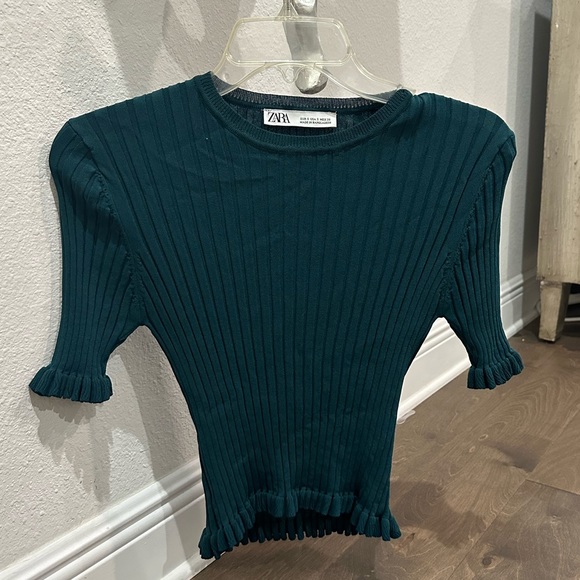 Zara | Tops | Zara Turquoise Blue Green Knit Top | Poshmark